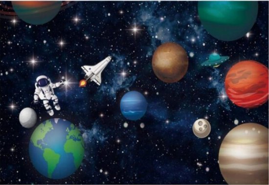 Astronaut/ Ruimte Reuze poster van vinyl + nanotape - 150 x 100 cm ...