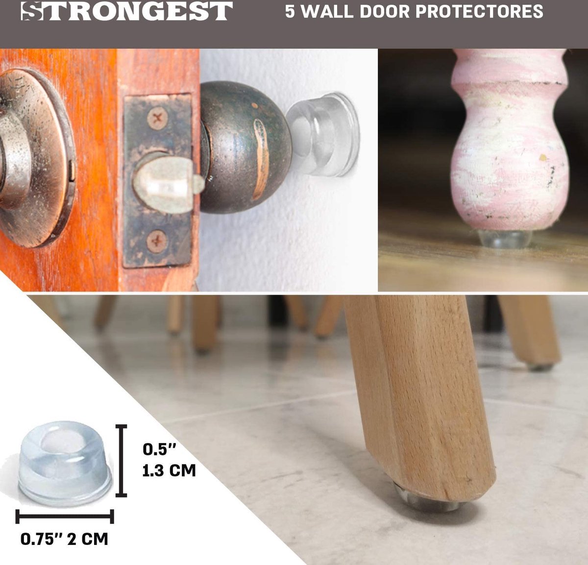 Deurstopper wandset voor deurknoppen. 5 stuks witte en 5 stuks ...