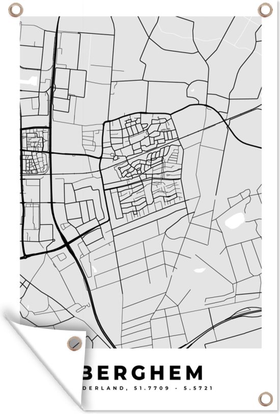 Tuindecoratie Plattegrond - Kaart - Stadskaart - Berghem - 40x60 cm ...
