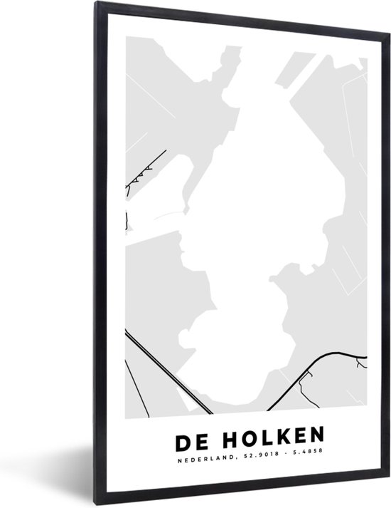Fotolijst incl. Poster - Friesland - De Holken - Kaart - Plattegrond ...