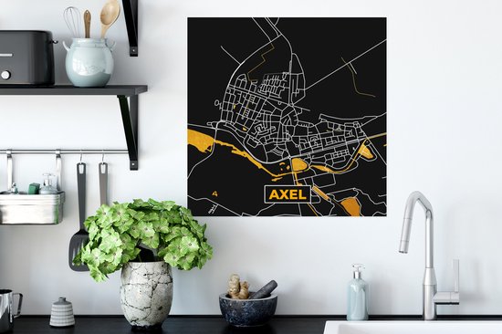 Poster Axel - Stadskaart - Black and Gold - Kaart - Plattegrond - 50x50 cm | bol