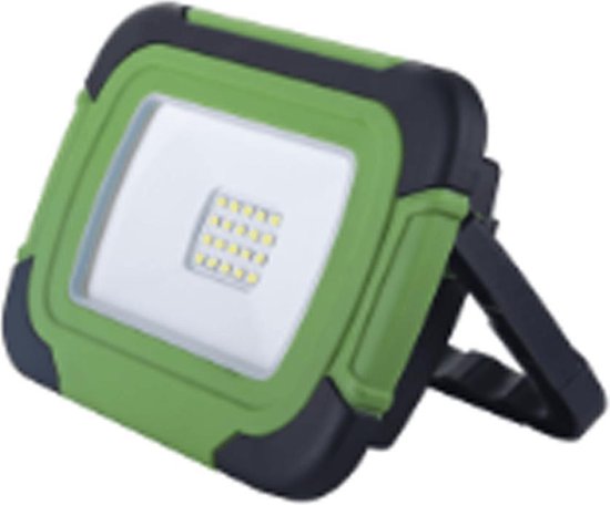 Oplaadbare LED bouwlamp op standaard met groene behuizing – 10 Watt ...