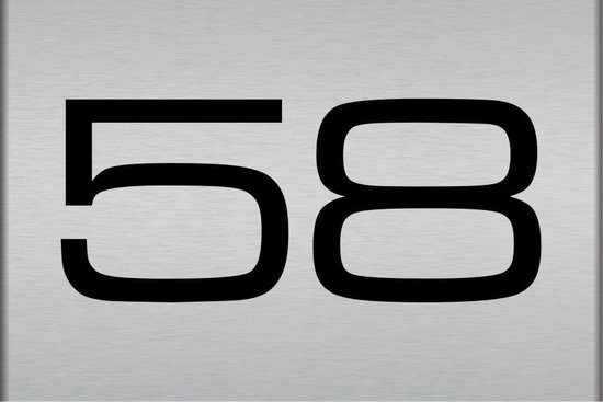 RVS look huisnummer, rvs look dibond, 15x10cm, nummer 58 | bol