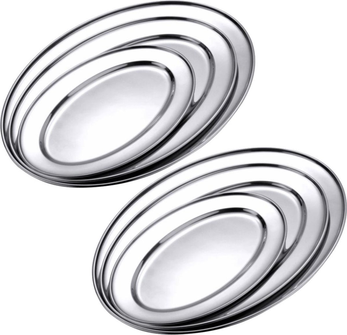 Set de 6x plats de service ovales inox 30/35/40 cm - Plat de service ...