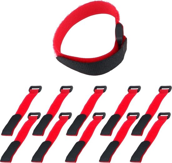 Klittenband Kabelbinders - 10 stuks van 20CM - Rood - Kabel Organiser ... Klittenband Kabelbinders - 10 stuks van 20CM - Rood - Kabel Organiser ...