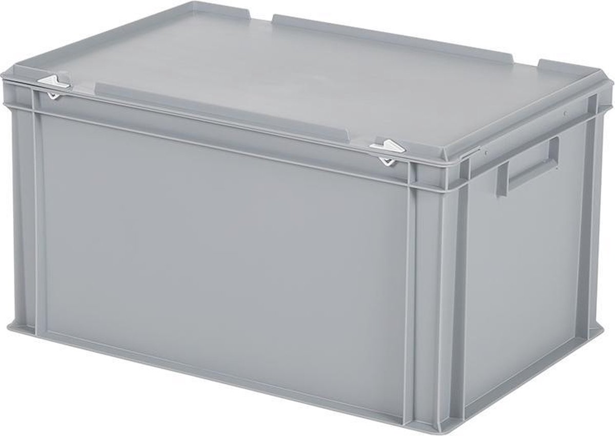 Stapelbak met deksel - Opbergbox - 600x400xH335mm - grijs | bol.com