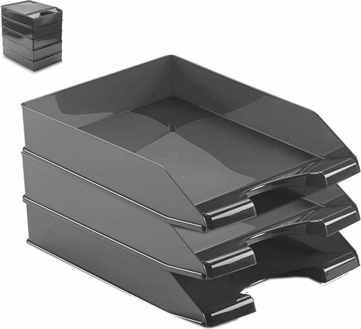 Pakket van 5x stuks brievenbakjes zwart A4 formaat - Kantoor postbakjes ...