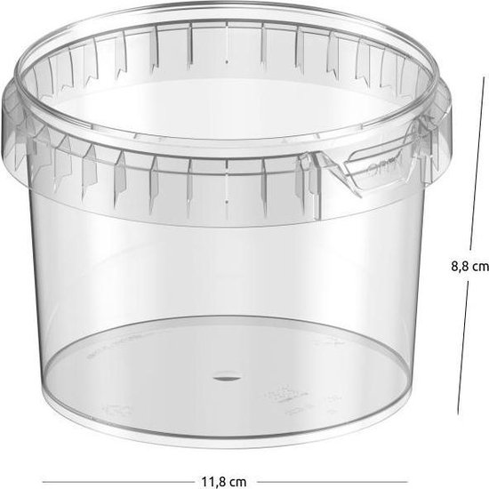 Plastic bakjes rond ø118mm 600 ml. Transparant met deksel. 200 stuks | bol