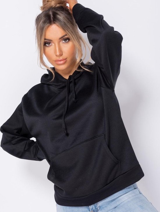 Oversized Draw String Hooded Sweatshirt - Dames - Zwart | bol.com