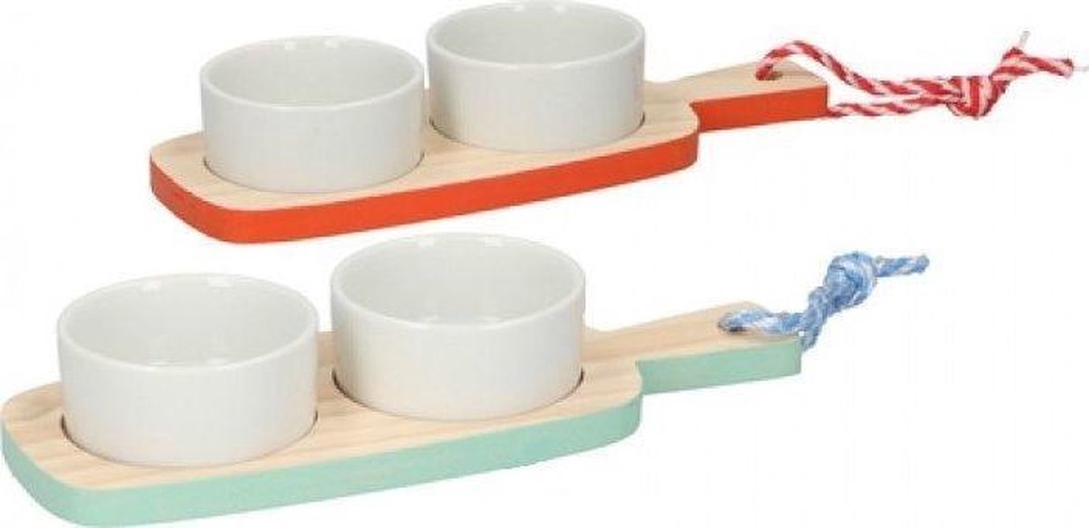 Alpina Tapas Amuse set Hout - porselein- 23 cm - Blank - rood - 3-del ...