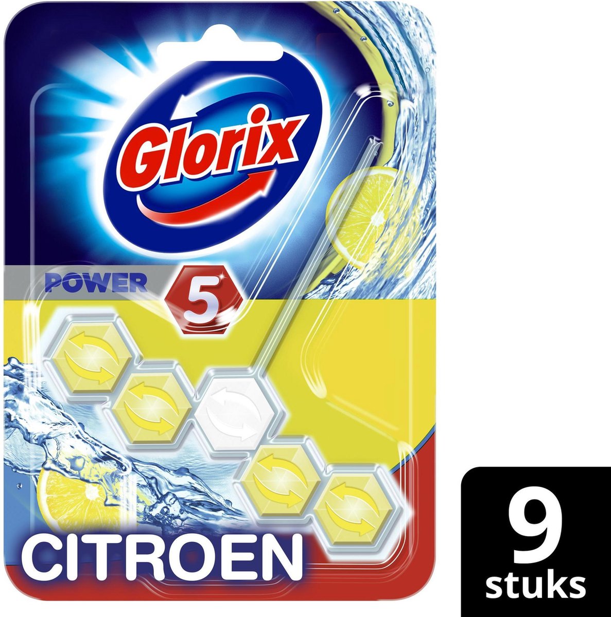 Glorix Power 5 Wc Blok - Citroen - 9 stuks - Voordeelverpakking | bol