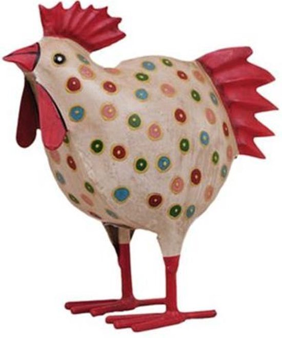Beige metalen haantje met gekleurde dotjes M | bol