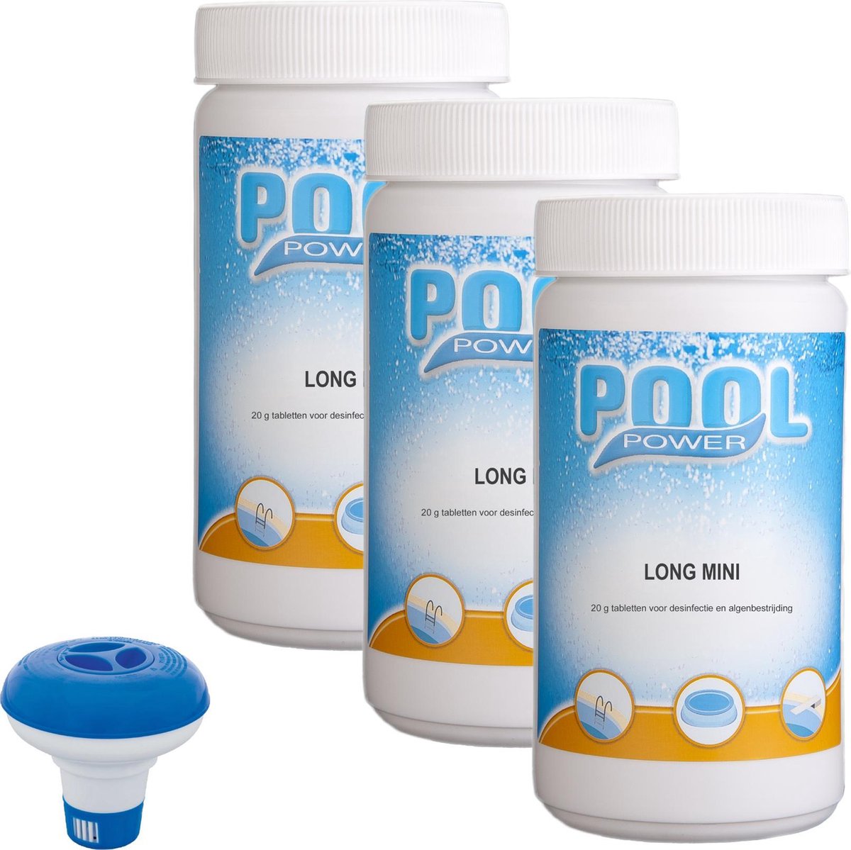 Poolpower long (mini) - 20 grams chloortabletten - 3 kg - 150 stuks met ...