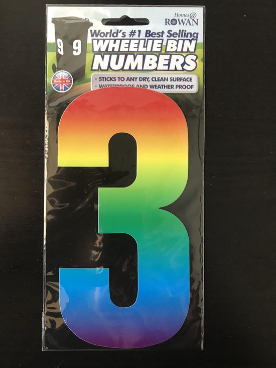 huisnummer sticker - nr. 3 - regenboog - huisnummer stickers ...