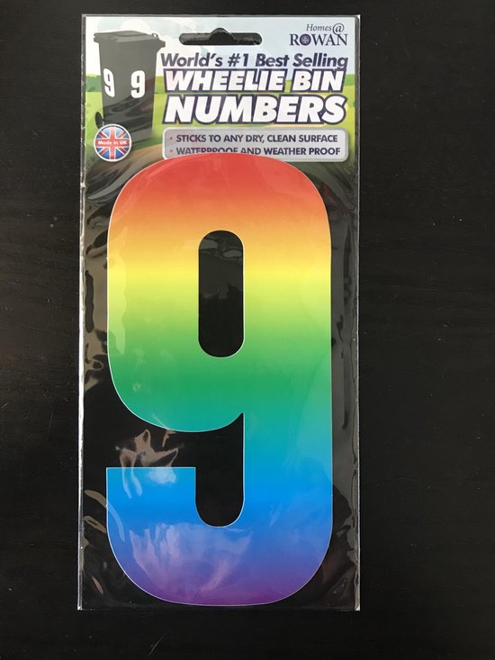 huisnummer sticker - nr. 9 - regenboog - huisnummer stickers ...