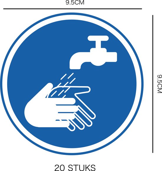 RX Goods 20 Stuks Handen Wassen Verplicht Stickers ...