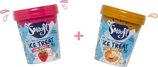 Smoofl voordeelpakket ijsmix voor honden - Aardbei + Pindakaas smaak- voor 12 tot 24... | bol
