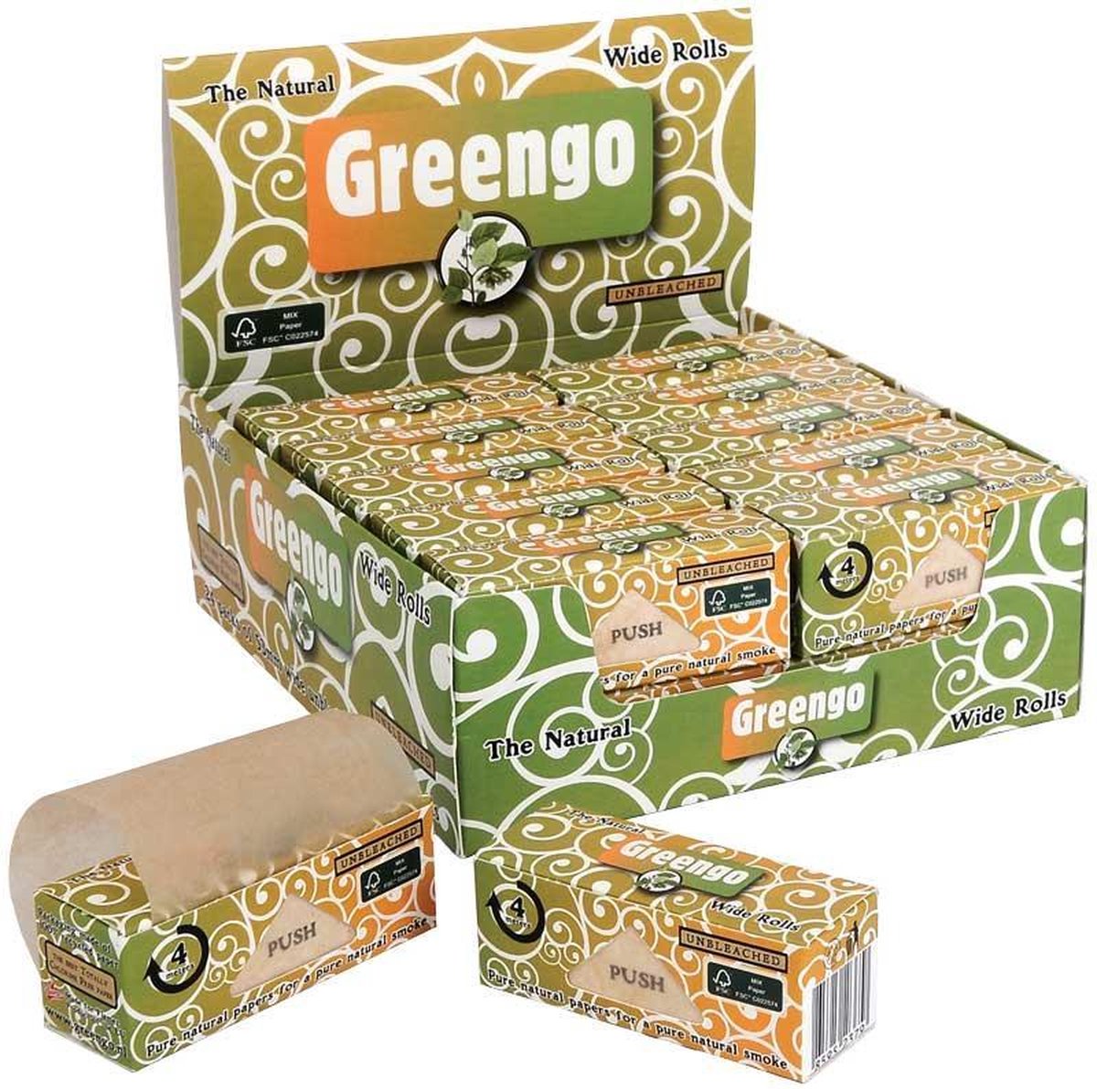 Greengo - Lange Vloei - Ongebleekt - Wide Rolls Display 24 x 4 m | bol.com