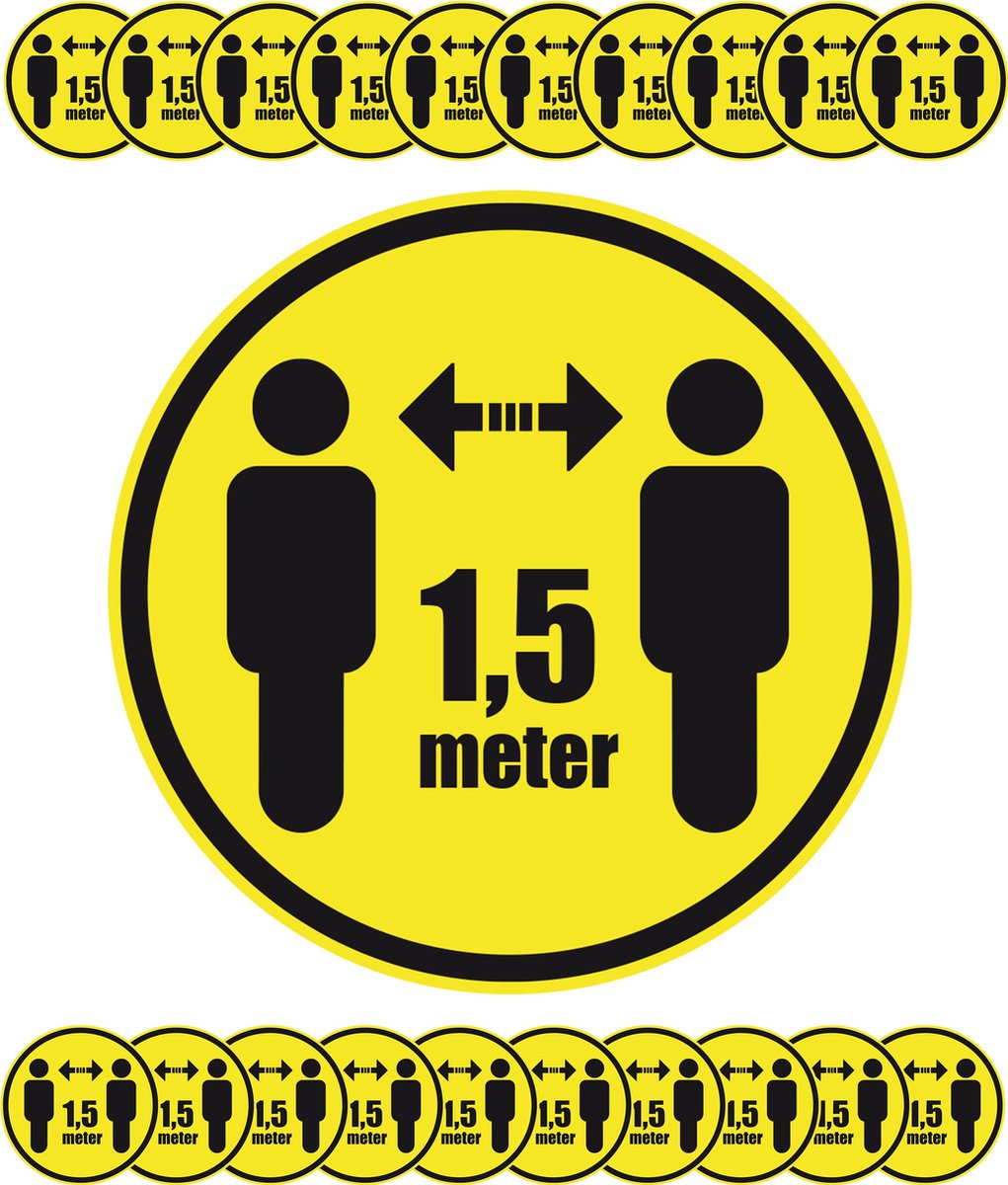 20 Stuks 1,5 meter afstand houden stickers Corona & Coronavirus ...