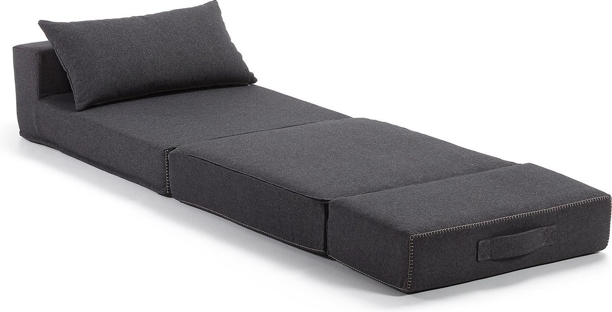 Kave Home - Arty poefbed in donkergrijs 70 x 89 (200) cm | bol.com