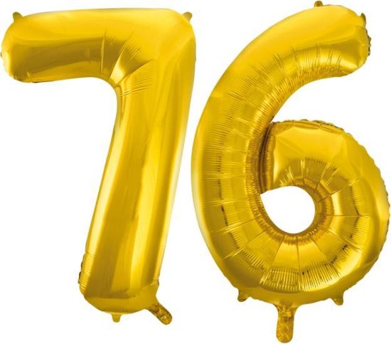 Folieballon nr. 76 Goud 86cm | bol.com