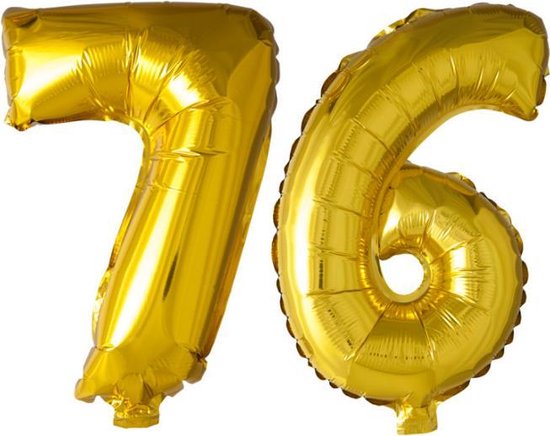 Folieballon nr. 76 Goud 41cm | bol