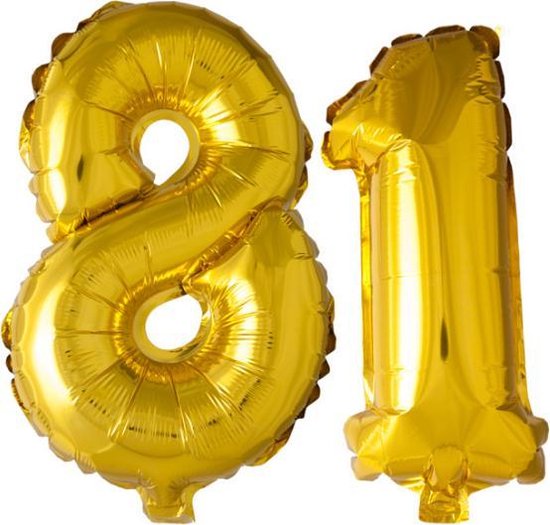 Folieballon nr. 81 Goud 41cm | bol