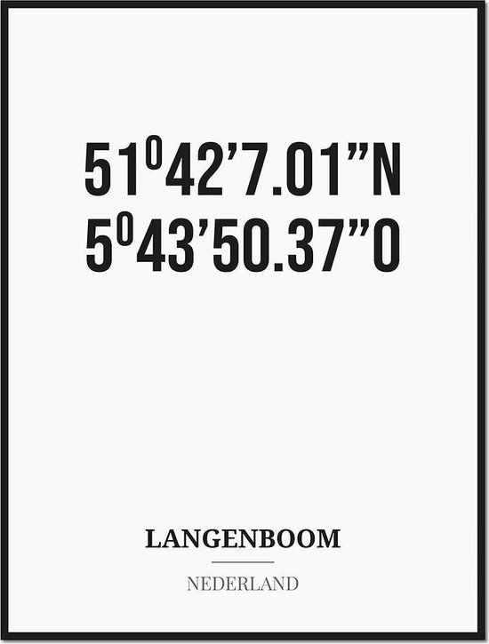 Poster/kaart LANGENBOOM met coördinaten | bol