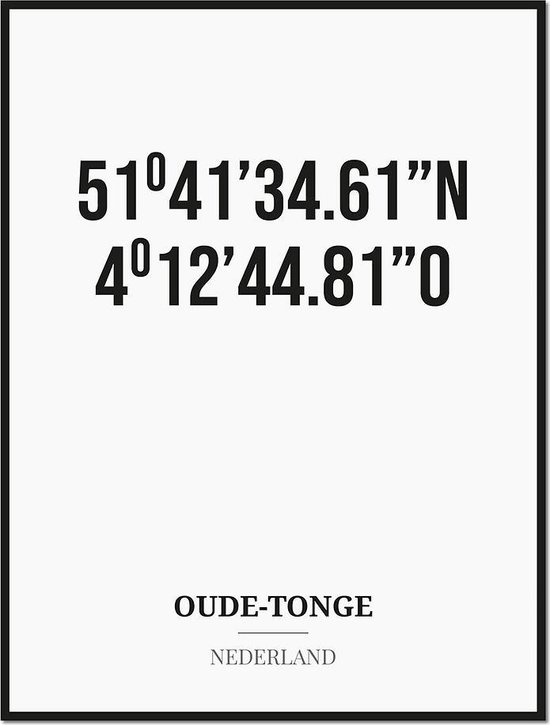 Poster/kaart OUDE-TONGE met coördinaten | bol.com