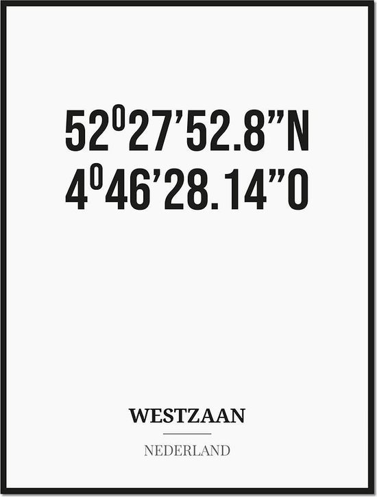 Poster/kaart WESTZAAN met coördinaten | bol
