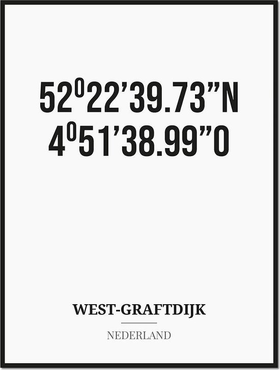 Poster/kaart WEST-GRAFTDIJK met coördinaten | bol.com