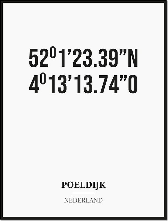 Poster/kaart POELDIJK met coördinaten | bol
