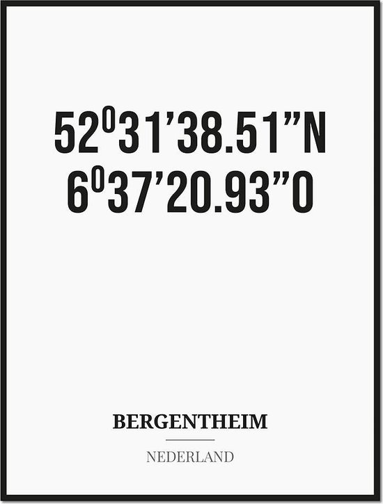 Poster/kaart BERGENTHEIM met coördinaten | bol