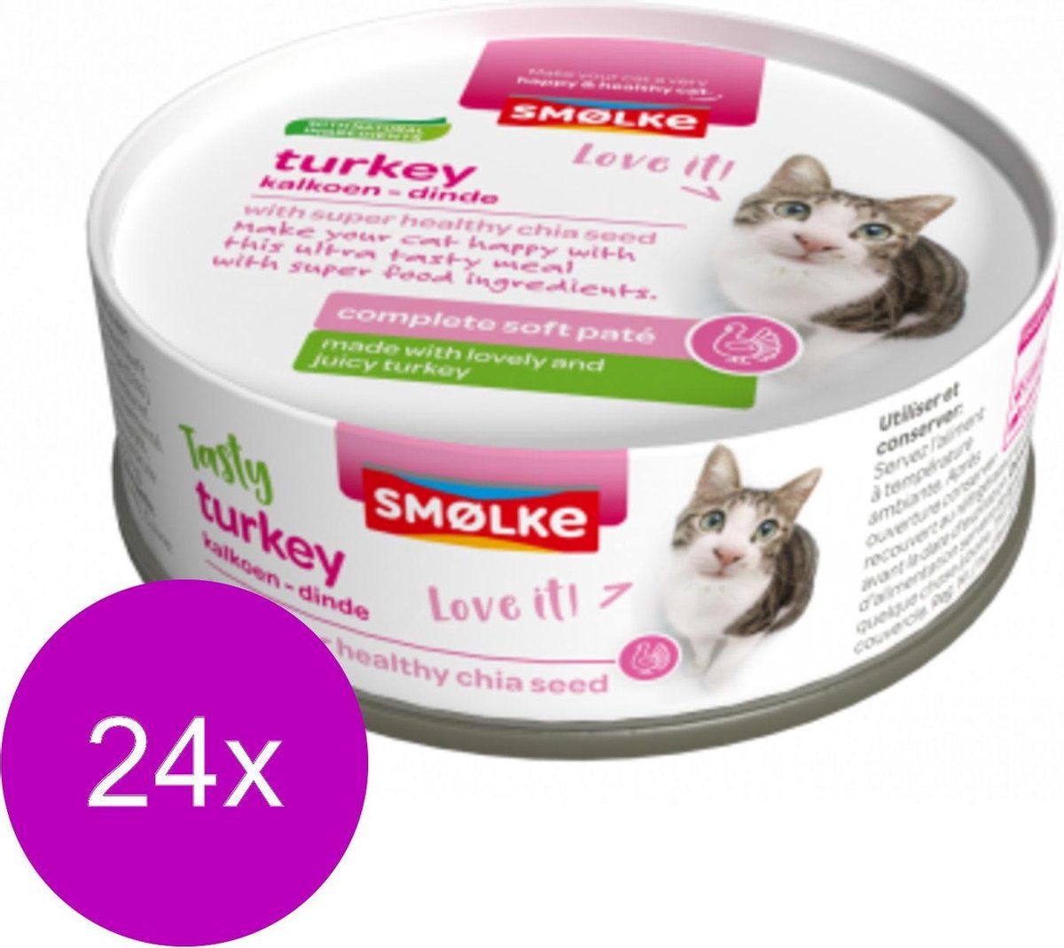 Smolke Soft Paté 80 g - Kattenvoer - 24 x Kalkoen | bol.com