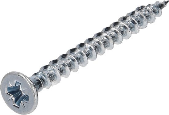 Houtschroef. 3.5 x 40mm. lang. Platkop-Kruiskop-PZD-2. Verzinkt. 200 ...
