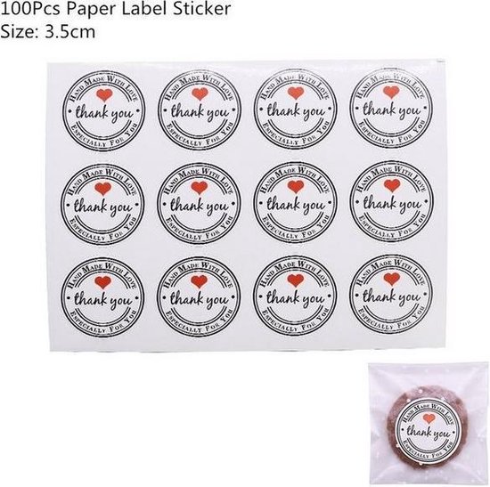 100 stuks stickers thank you rond 3.5 cm | bol