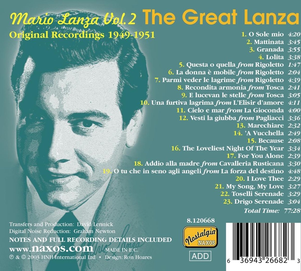 Mario Lanza - Volume 2 - The Great Lanza (CD), Mario Lanza | Muziek | bol.com