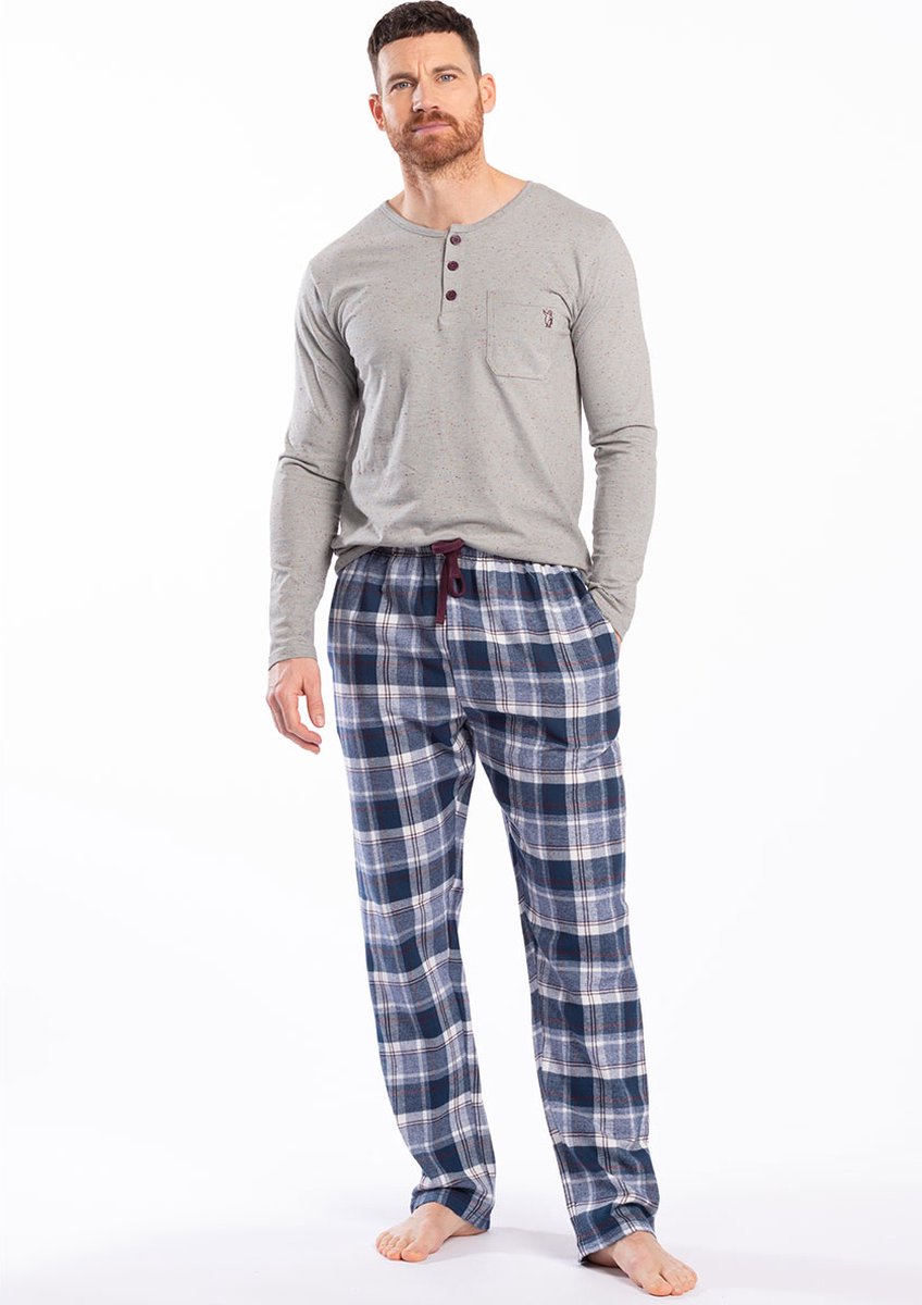 Eskimo pyjama heren - Grijs - Pat - 2 Delig - Cadeauset - Maat S | bol