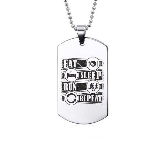 Ketting RVS - Eat Sleep Run Repeat | bol