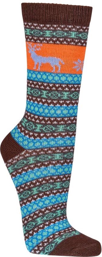 Hygge Wollen sokken – Noors motief – 2 paar – blauw en bruin – maat 35/ ...