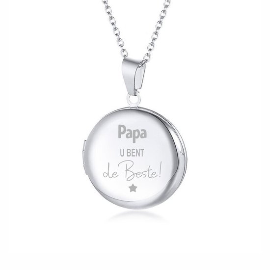Fotohanger Met Ketting En Gravering - Rond - Papa U Bent De Beste | bol