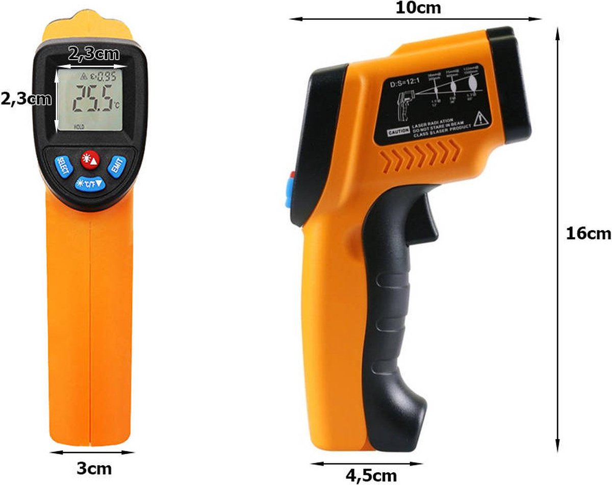 Laser Thermometer voor Pizzaoven of BBQ – Infrarood Warmtemeter tot 550 ...