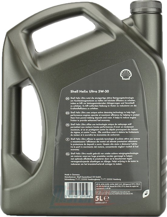 Motorolie Shell Helix Ultra 5W-30 - 5L | bol.com