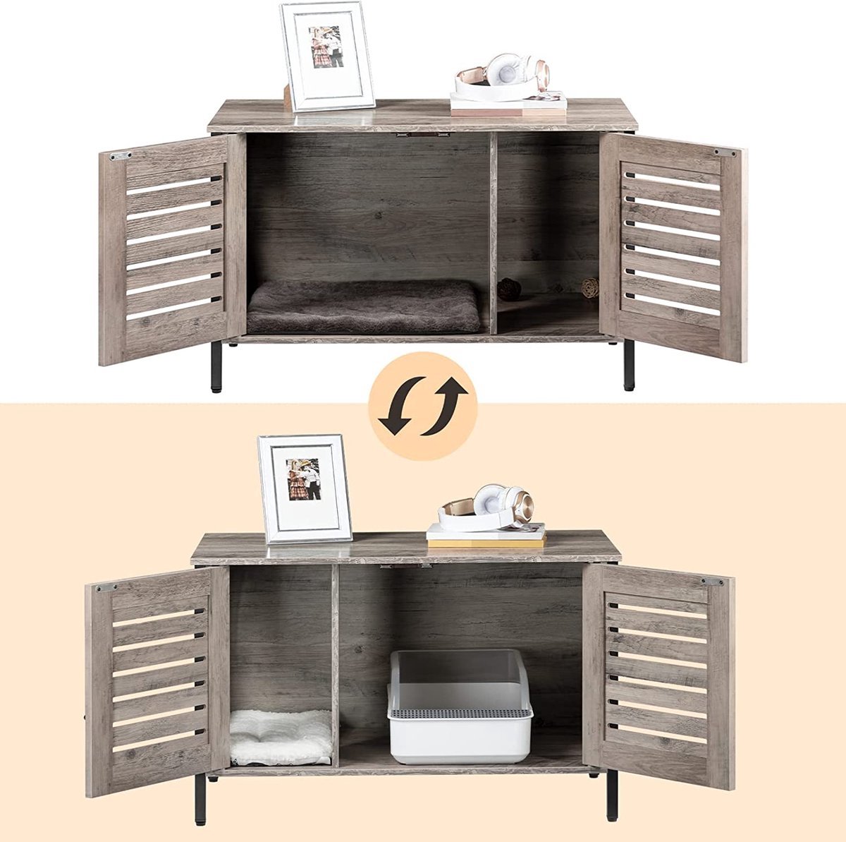 Luxe Kattenbak - XXL - Kattenmeubel met Lamellendeur - Kattenkist ...