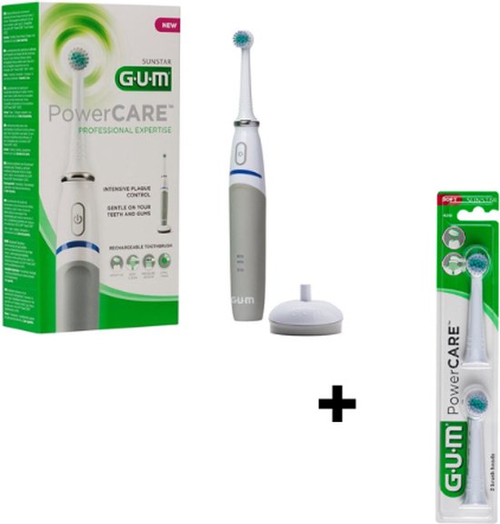 GUM Elektrische Tandenborstel PowerCare + 2 extra opzetborstels | bol