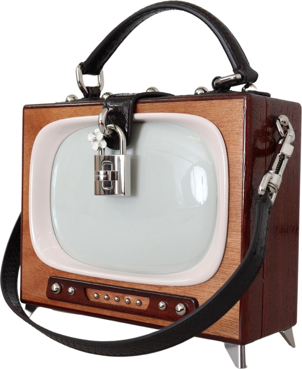 Dolce & Gabbana - Brown Retro TV Limited Edition Leather Handmade Purse ...