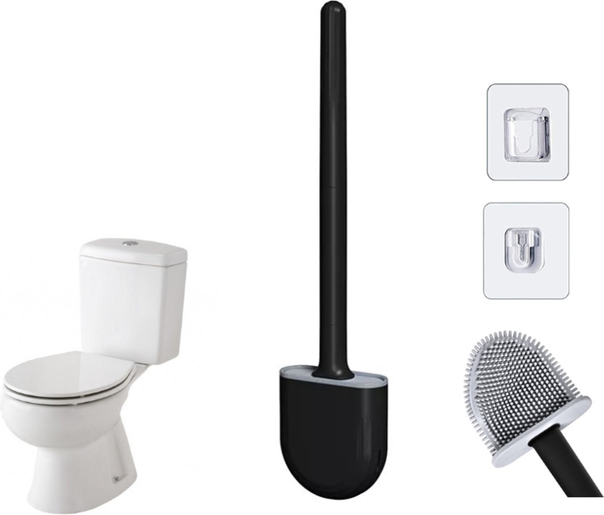 Luxe WC Borstel met Houder – Zwart – Siliconen Toiletborstel – WC ...