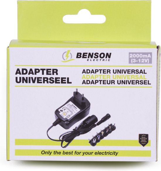 Benson Universele AC/DC Adapter 2000mA - 3 t/m 12 Volt | bol