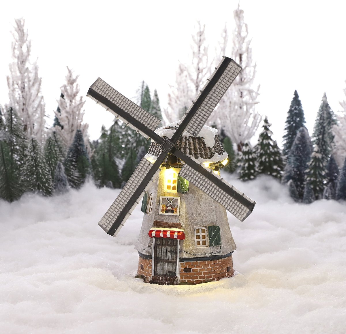 LuVille Kerstdorp Miniatuur Hollandse Molen - L15,5 x B13 x H22,5 cm | bol.com