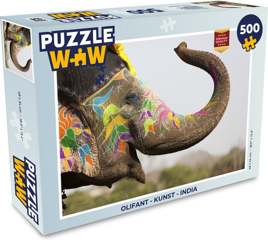Puzzel Olifant - Kunst - India - Legpuzzel - Puzzel 500 stukjes | bol.com